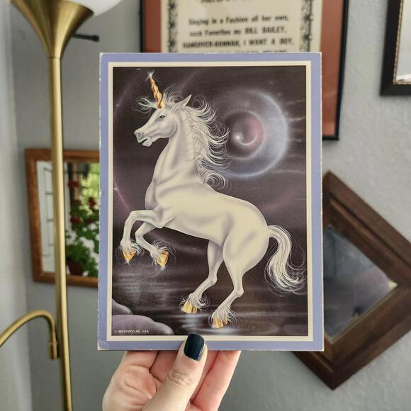 Art | Vintage Mythical Unicorn Print Wall Decor Retro 1992 Stapco 8 X 6 ...